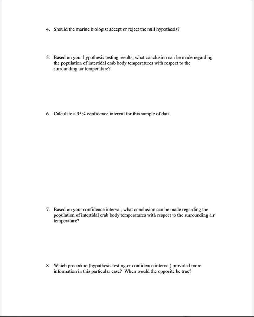 Solved BIO 3250 Name Biostats Exercise 8-Inference about a | Chegg.com