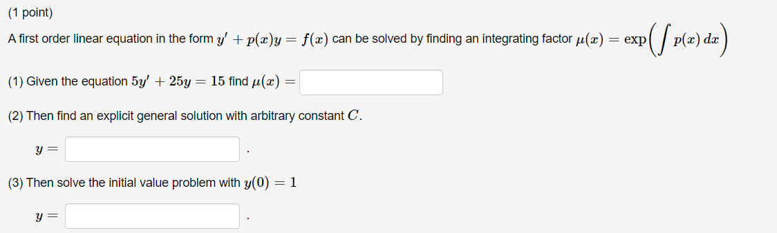 Solved A First Order Linear Equation In The Form