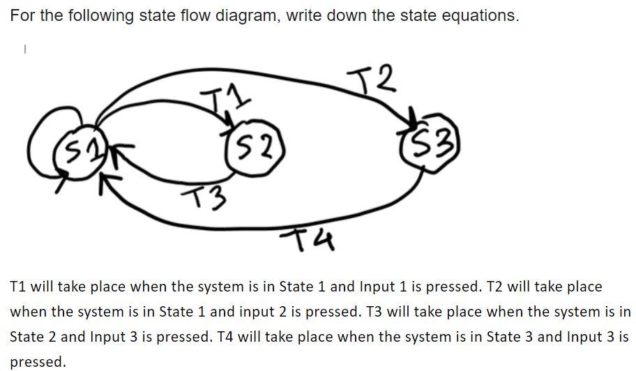 Solved For the following state flow diagram, write down the | Chegg.com