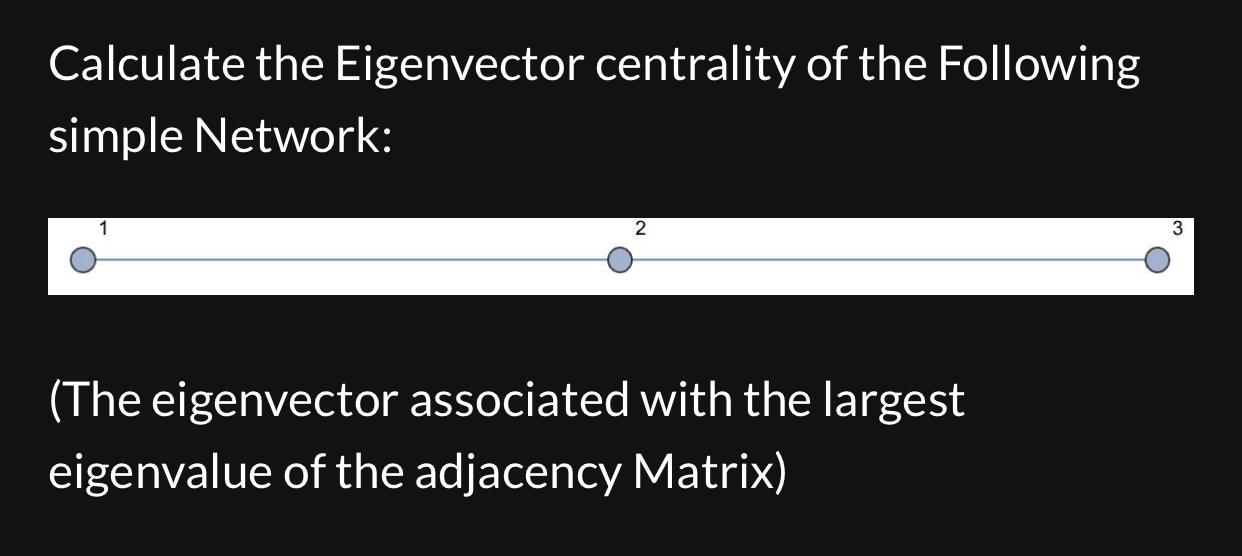Solved Calculate the Eigenvector centrality of the Following | Chegg.com