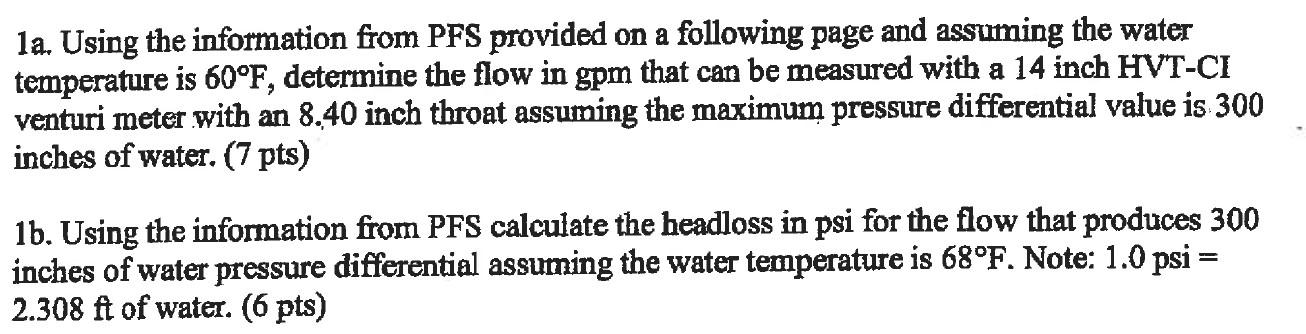 1a. Using the information from PFS provided on a | Chegg.com