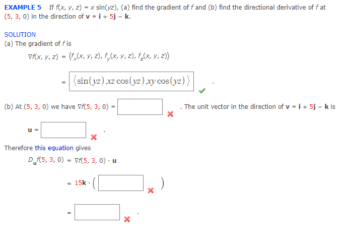 Solved EXAMPLE 5 ﻿If f(x,y,z)=xsin(yz), (a) ﻿find the | Chegg.com