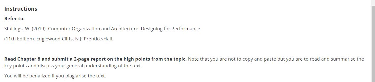 Solved Instructions Refer to: Stallings, W. (2019). Computer | Chegg.com