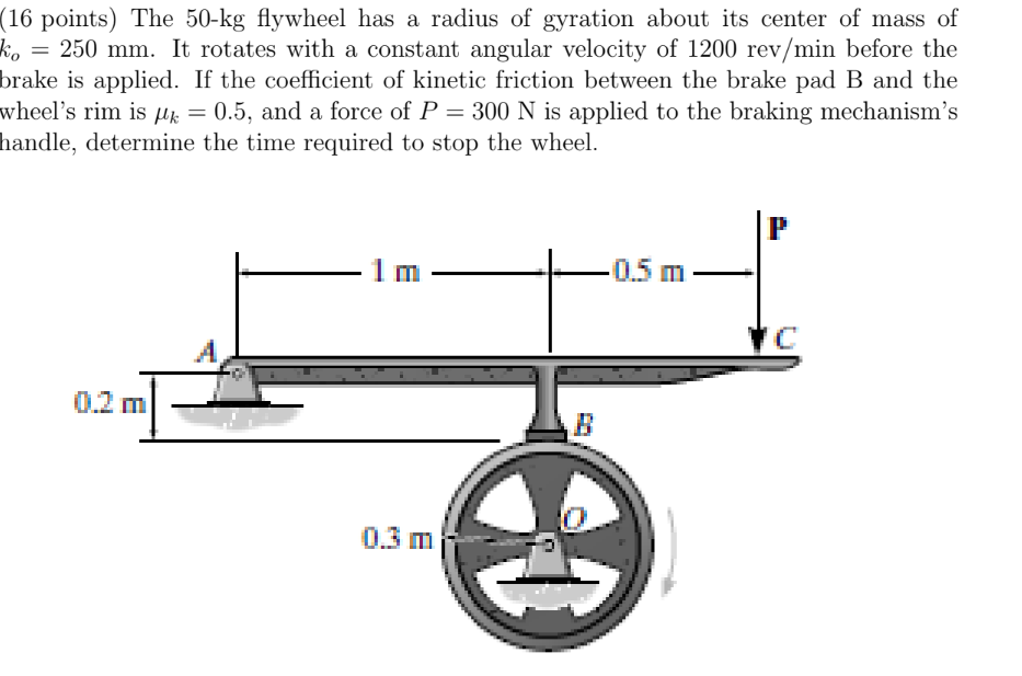 Solved (16 points) The 50-kg flywheel has a radius of | Chegg.com