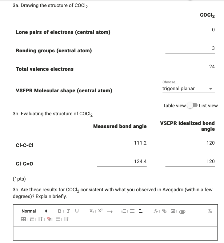 Solved 3a. Drawing the structure of COCI2 COCI2 0 Lone pairs | Chegg.com