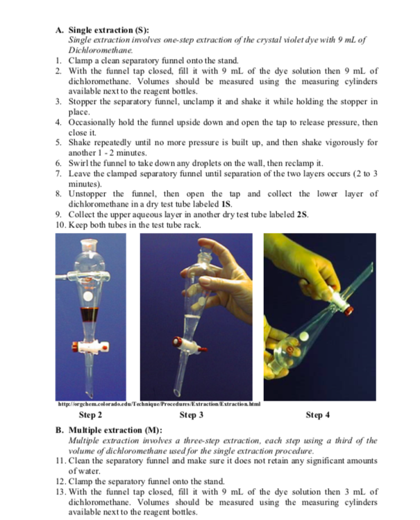 Solved II. Extraction Objectives of the experiment: This | Chegg.com