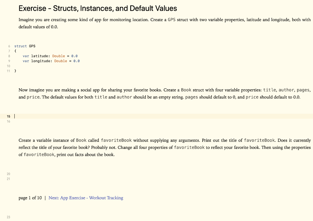 Solved Exercise Structs, Instances, and Default Values | Chegg.com