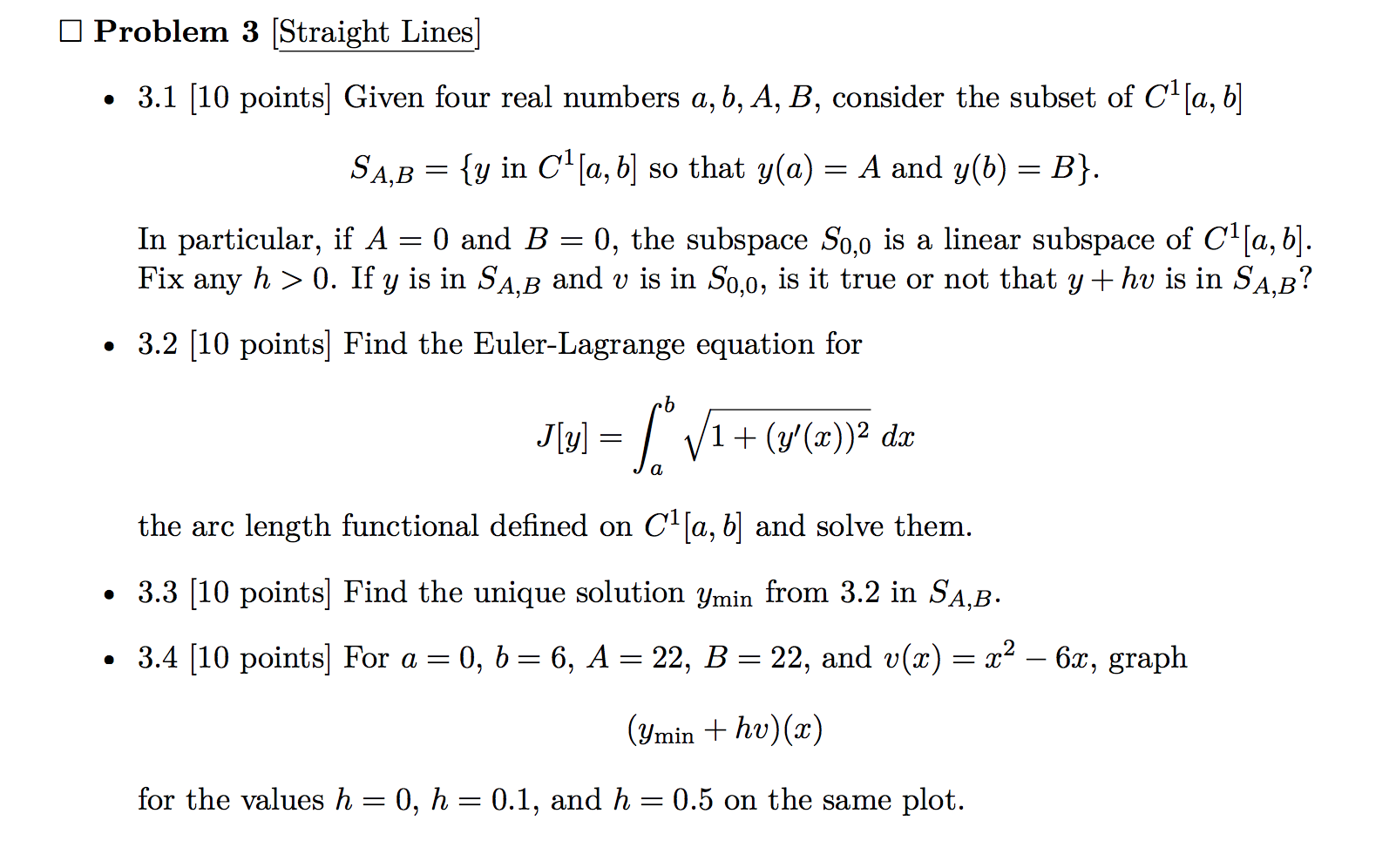 Solved Problem 3 (Straight Lines] • 3.1 (10 points] Given | Chegg.com