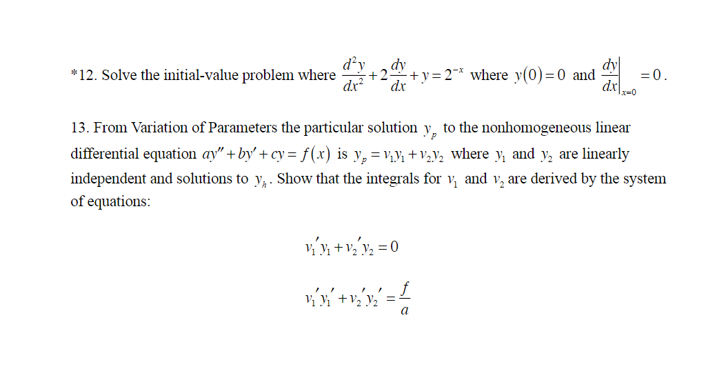 Solved #12 is the general solution = particular solution | Chegg.com
