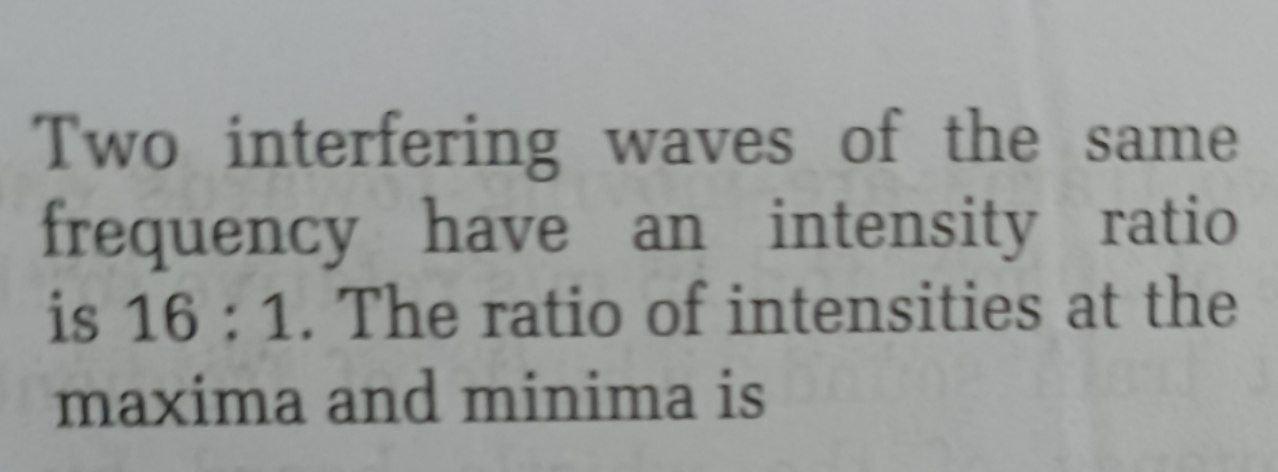 Solved Two interfering waves of the same frequency have an | Chegg.com