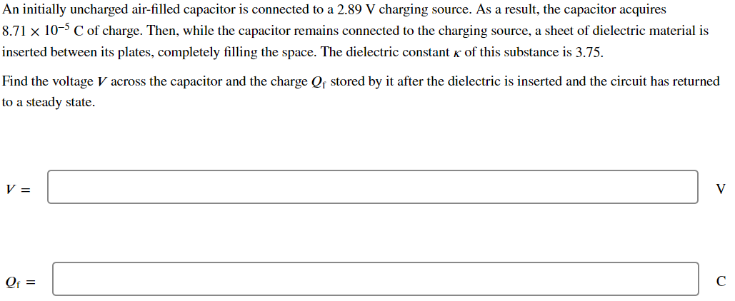 Solved An initially uncharged air-filled capacitor is | Chegg.com Solved An initially uncharged air-filled capacitor is | Chegg.com
