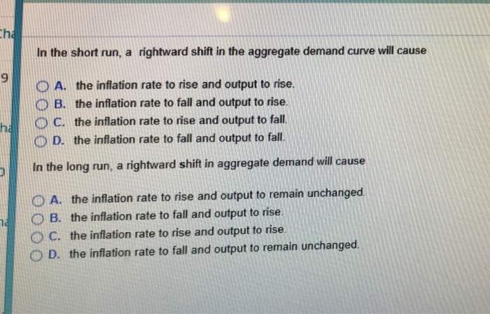 Solved In the short run, a rightward shift in the aggregate | Chegg.com