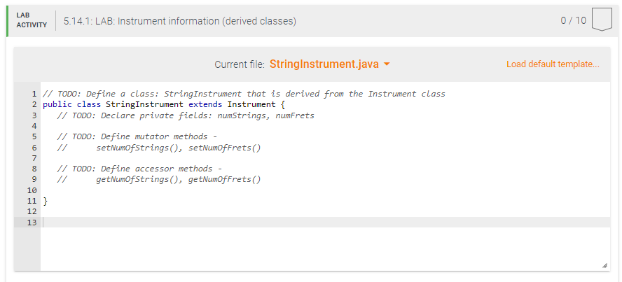 Solved 5.14 LAB: Instrument information (derived classes) | Chegg.com Solved 5.14 LAB: Instrument information (derived classes) | Chegg.com