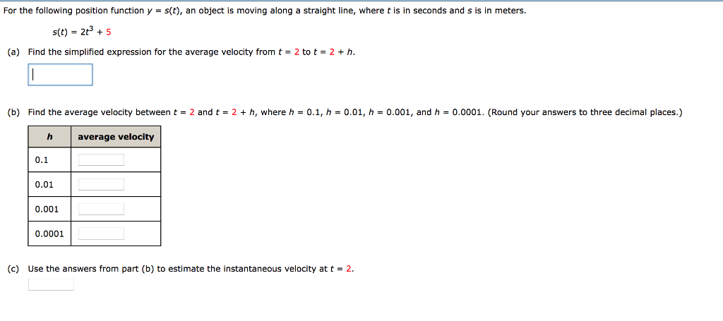Solved For The Following Position Function Y St An Object 