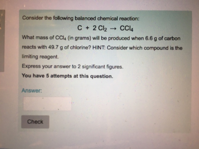 Solved Consider the following balanced chemical reaction: | Chegg.com