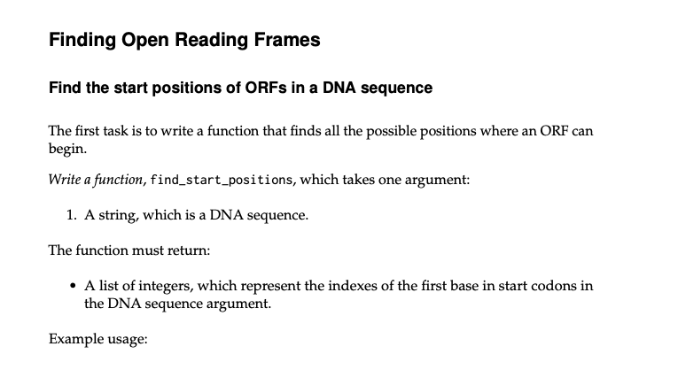 Solved Finding Open Reading Frames Find the start positions | Chegg.com