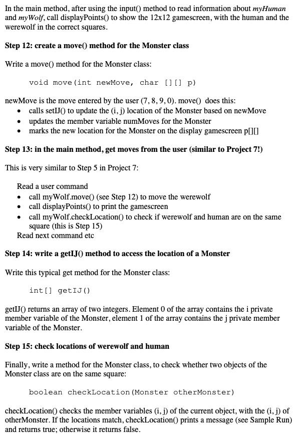 Solved Step 1: create a Monster class Step 2: create a | Chegg.com