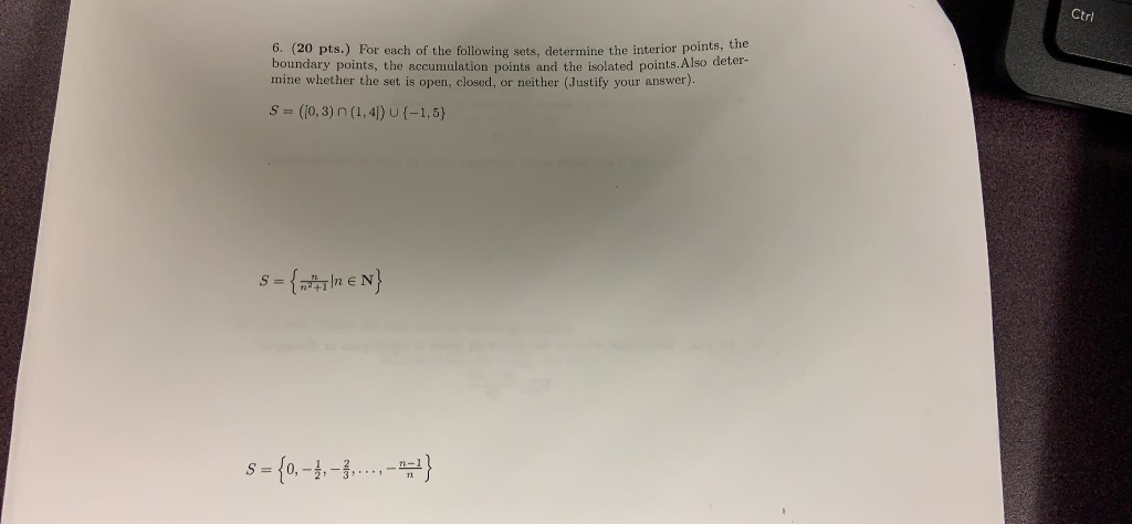 Solved Ctr 6. (20 pts.) For each of the following sets, | Chegg.com