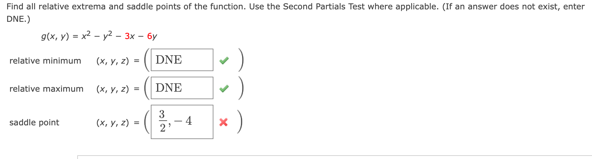 Solved Find all relative extrema and saddle points of the | Chegg.com