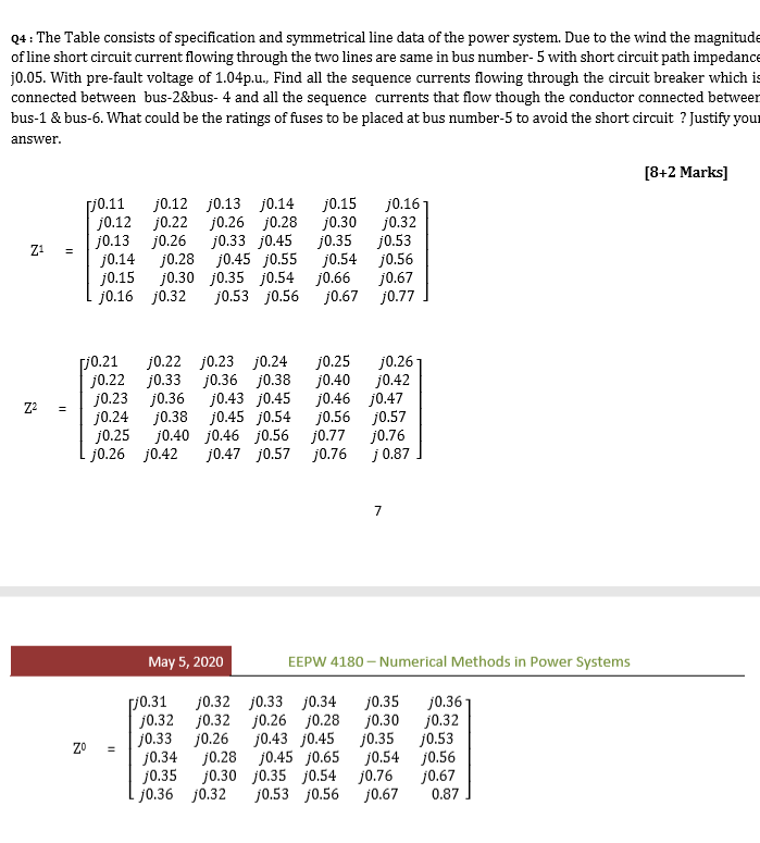 Q4: The Table consists of specification and | Chegg.com