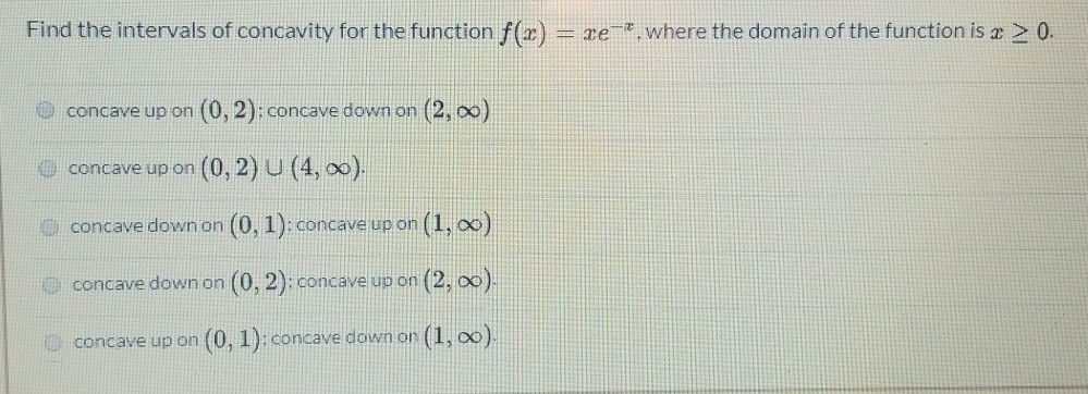 Solved Find the intervals of concavity for the function f(x) | Chegg.com