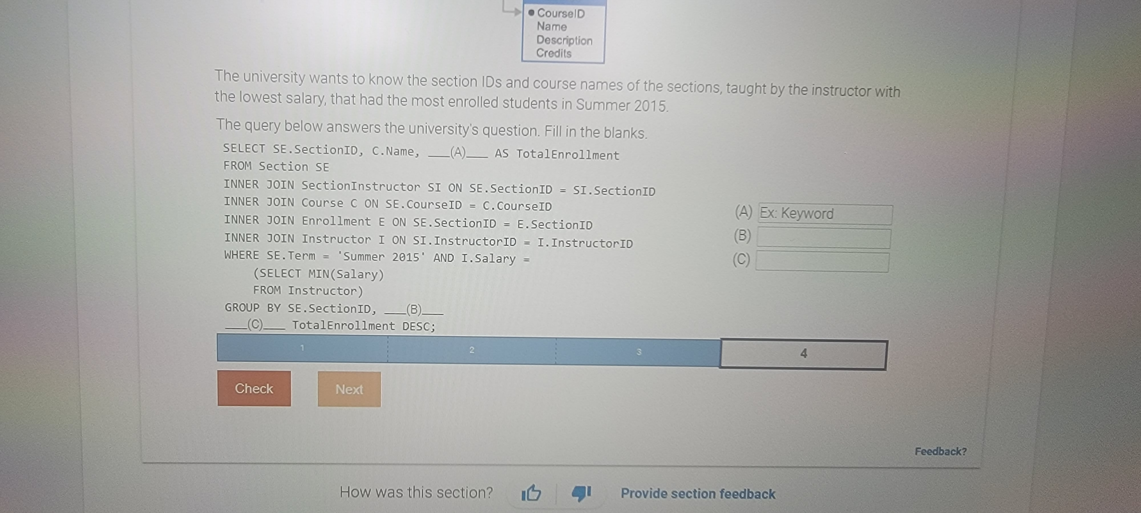 Solved The university wants to know the section IDs and | Chegg.com