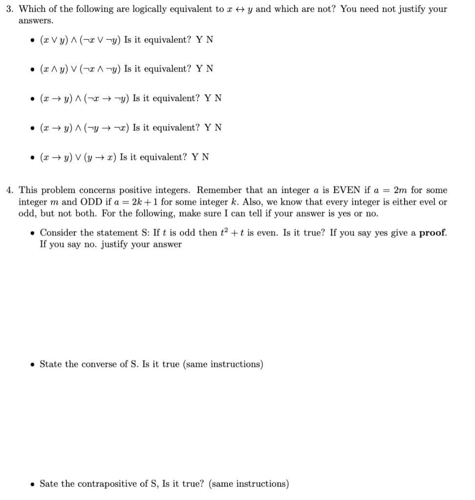 Solved 3. Which of the following are logically equivalent to | Chegg.com