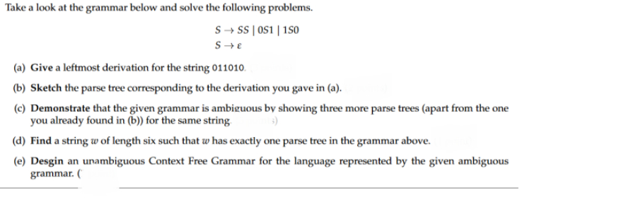 Solved Take a look at the grammar below and solve the | Chegg.com