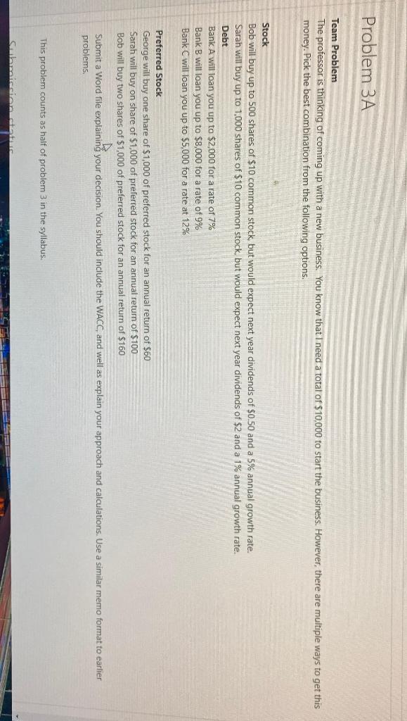Problem 3A Team Problem The professor is thinking of | Chegg.com
