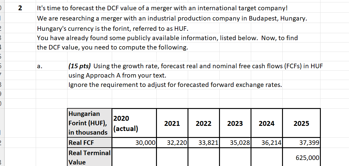 Solved 2 It's time to forecast the DCF value of a merger | Chegg.com