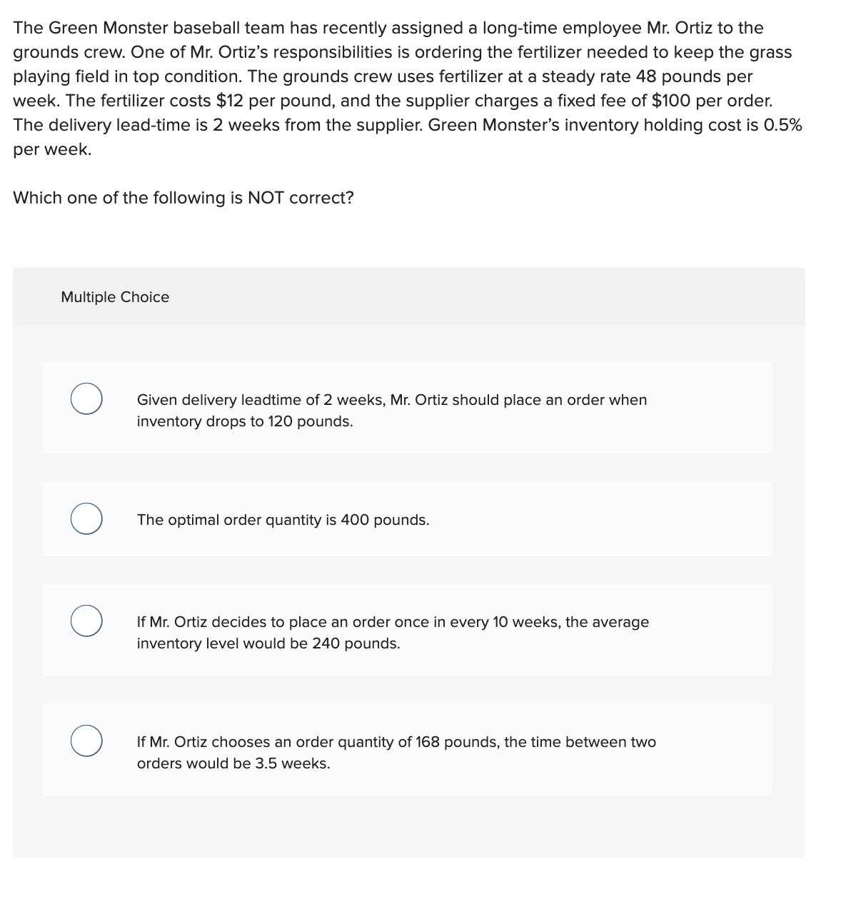 Solved The Green Monster baseball team has recently assigned | Chegg.com