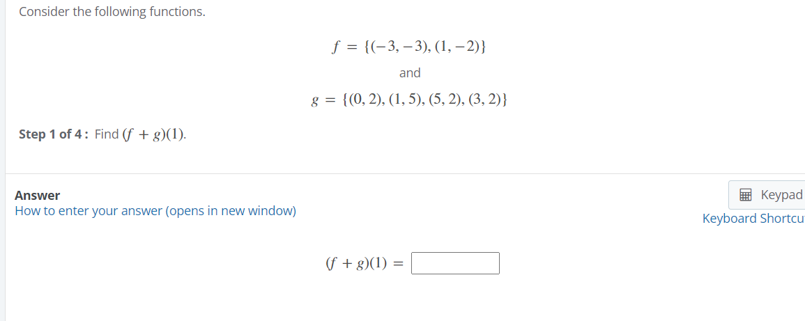Solved Consider The Following Functions Step 1 Of 4 Find 9716