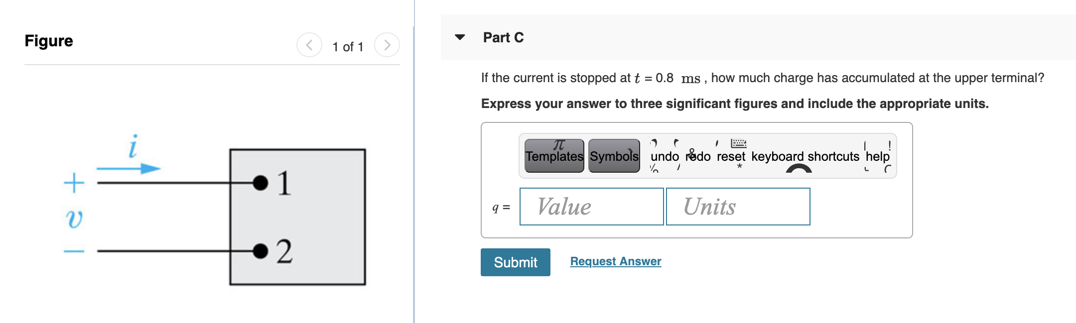 Solved There is no charge at the upper terminal of the | Chegg.com