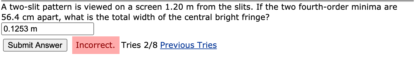 Solved A two-slit pattern is viewed on a screen 1.20 m from | Chegg.com