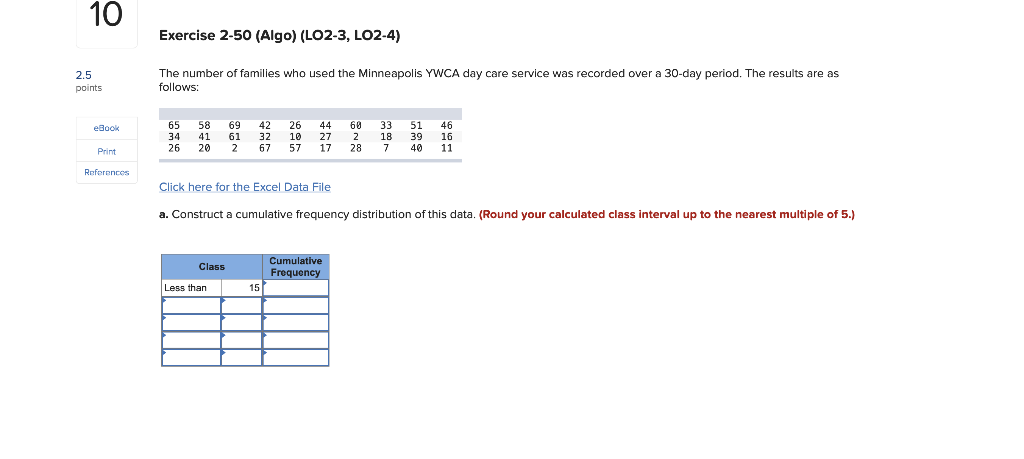 Solved 10 2.5 points eBook Print References b. Select a | Chegg.com