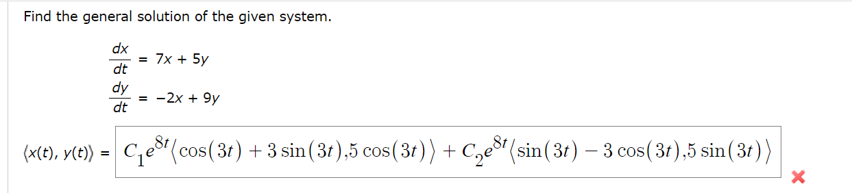 Solved Find the general solution of the given system. | Chegg.com