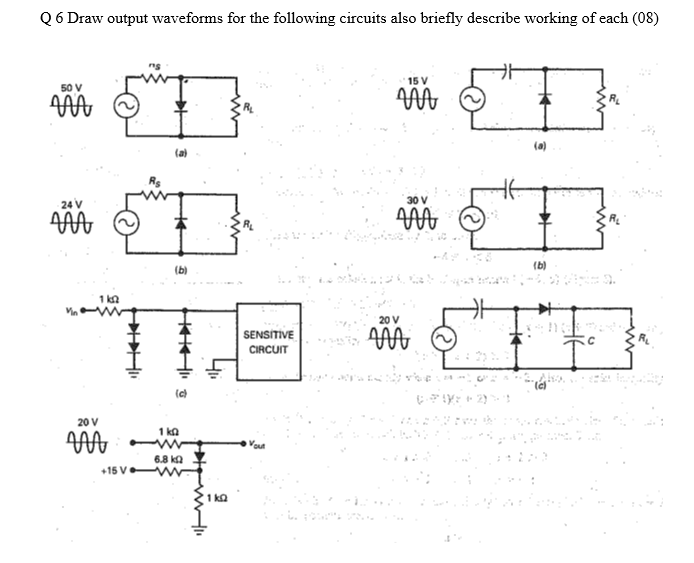 Solved Q6 Draw output waveforms for the following circuits | Chegg.com
