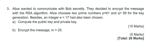 Solved Alice wanted to communicate with Bob secretly. ﻿They | Chegg.com