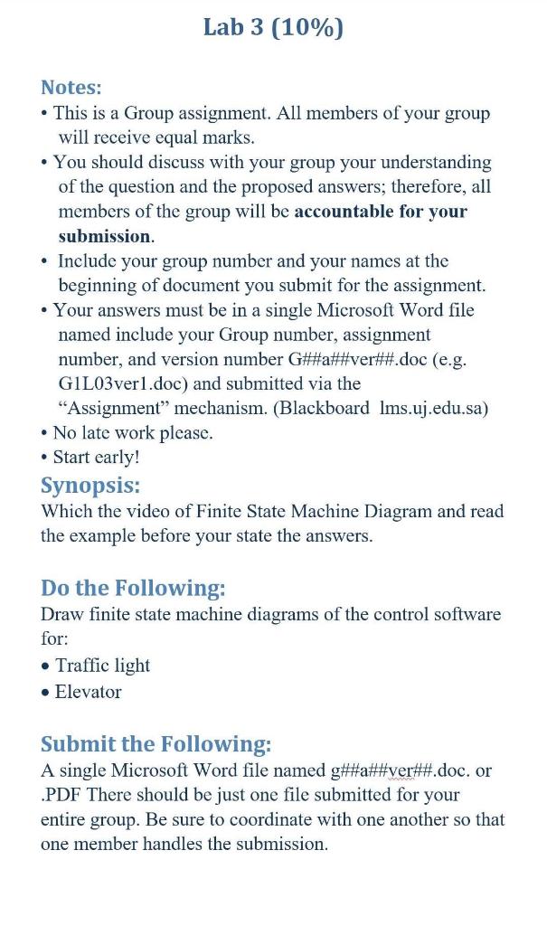 Solved Lab 3(10%) Notes: - This is a Group assignment. All | Chegg.com