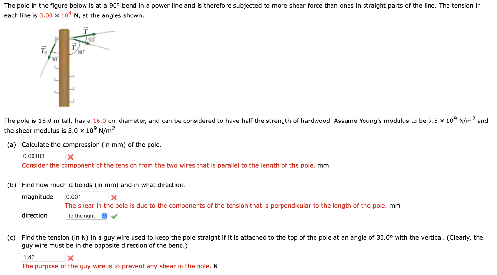 Solved The pole in the figure below is at a 90∘ bend in a | Chegg.com