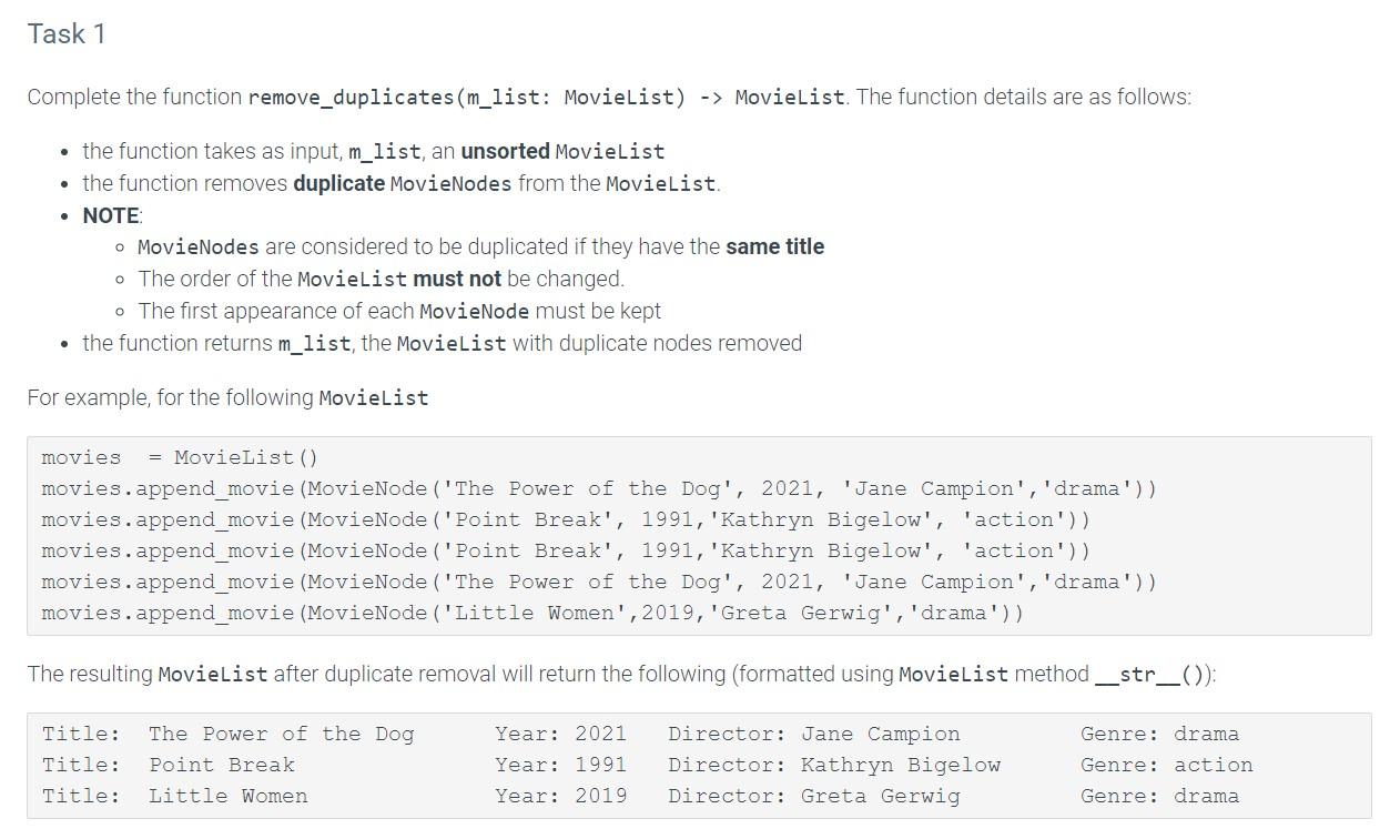 In this challenge, you are provided with a MovieNode | Chegg.com