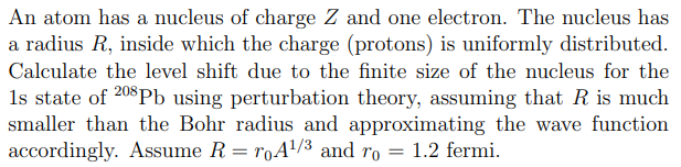 Solved An atom has a nucleus of charge Z and one electron. | Chegg.com
