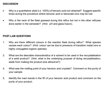 Solved PREPARATION OF BENZOIC ACID Oxidation of a Primary | Chegg.com