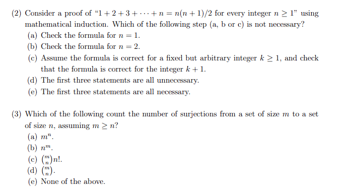Solved (2) Consider a proof of " 1+2+3+⋯+n=n(n+1)/2 for | Chegg.com