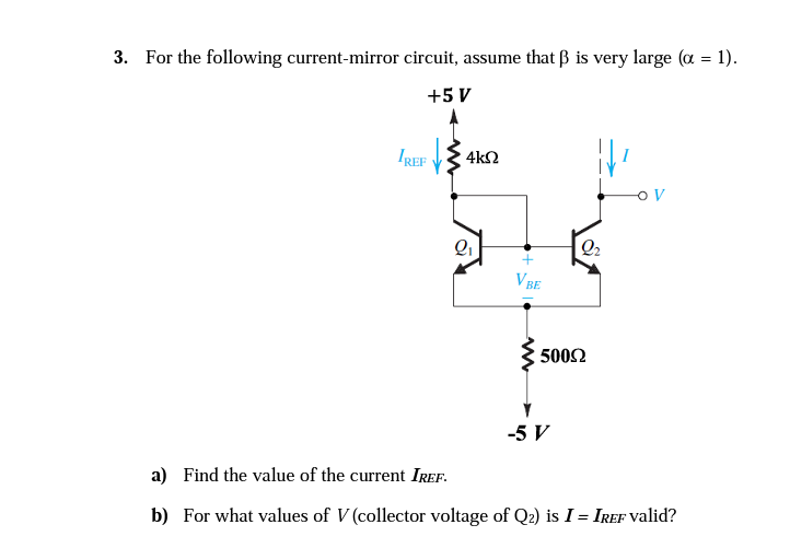 Solved For the following current-mirror circuit, assume that | Chegg.com