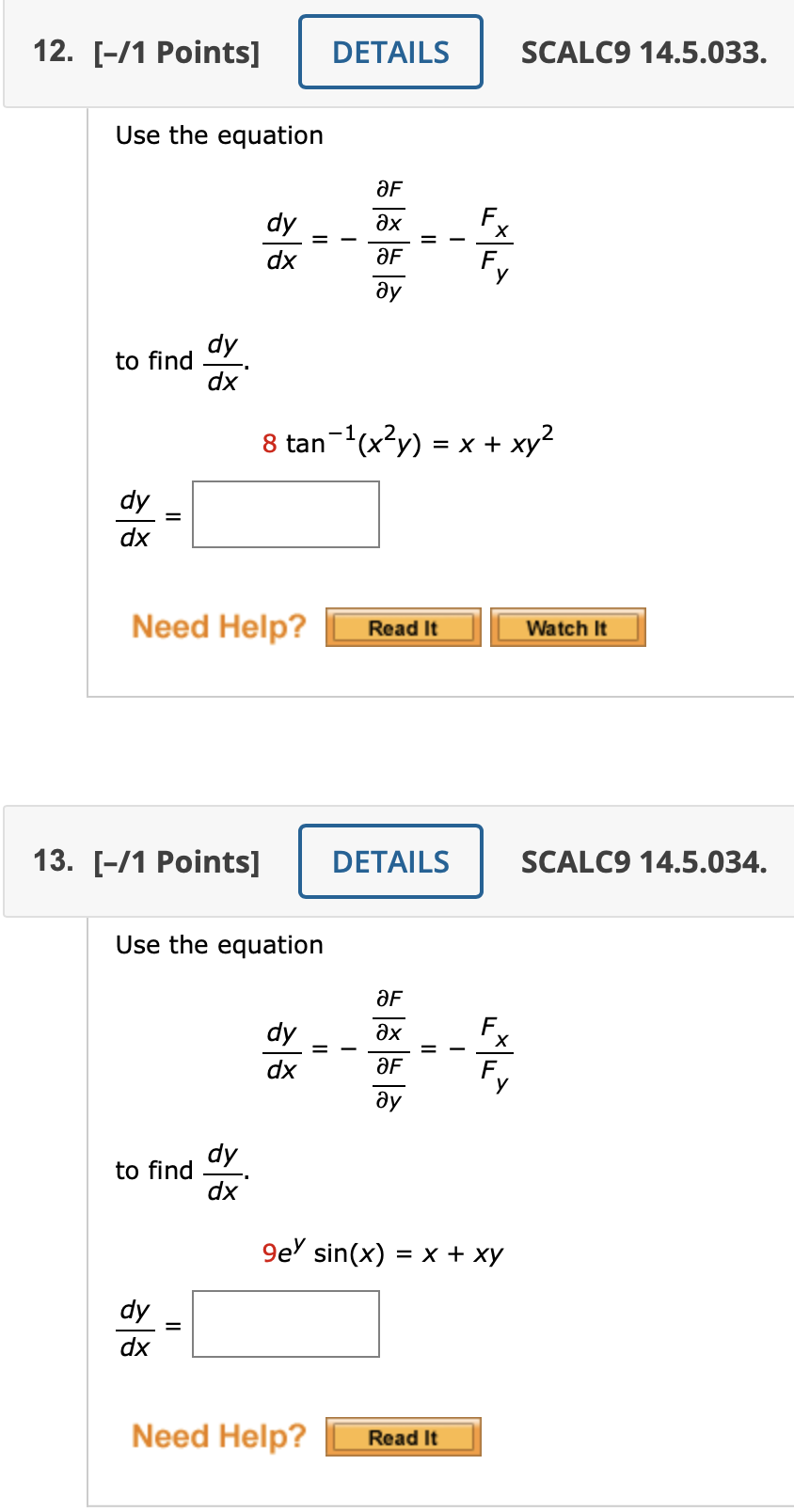 Solved 12. [-/1 Points] SCALC9 14.5.033. Use the equation | Chegg.com