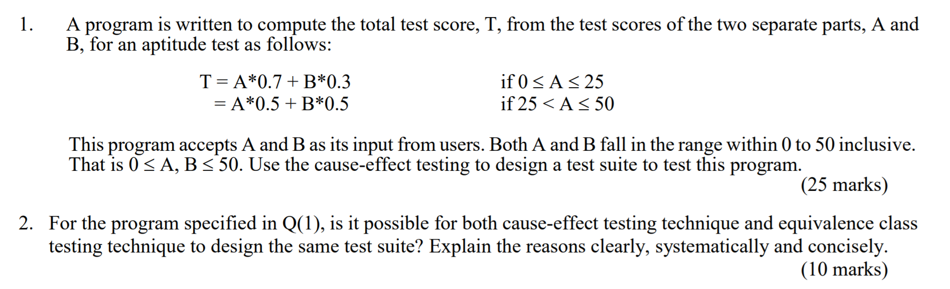 1. A program is written to compute the total test | Chegg.com