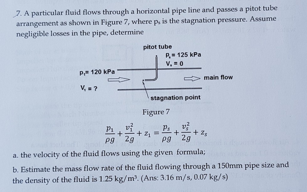 Solved 7. A particular fluid flows through a horizontal pipe | Chegg.com