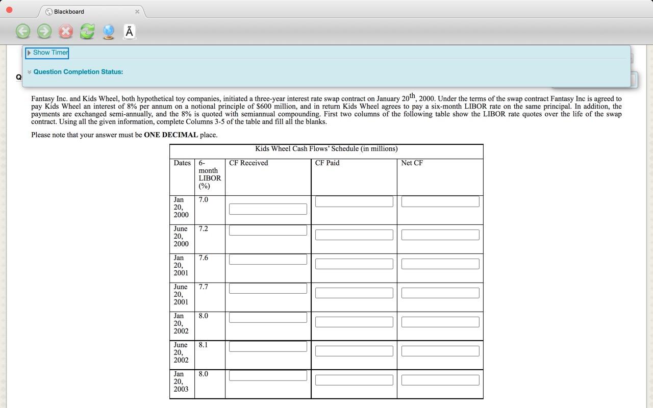 Blackboard Show Timer Question Completion Status: Q | Chegg.com