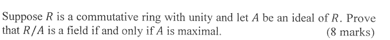 Solved Suppose R is a commutative ring with unity and let A | Chegg.com